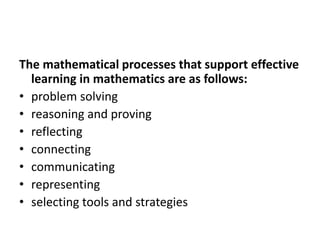 MATHEMATICAL PROCESSES | PPT