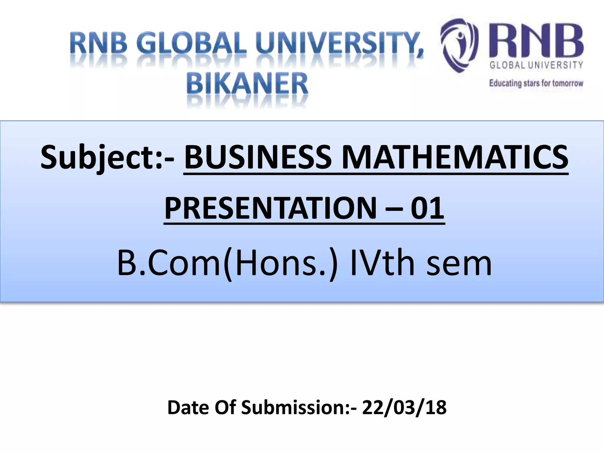 Maths ppt01 | PPTX | Business | Business and Finance