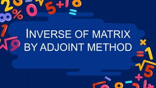 Determinants, crammers law, Inverse by adjoint and the applications | PPTX