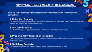 Determinants, crammers law, Inverse by adjoint and the applications | PPTX