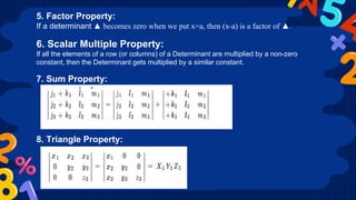 Determinants, crammers law, Inverse by adjoint and the applications | PPTX