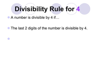 Divisibility test of 3, 4, 9, and divisibility rule..pptx | Free Download