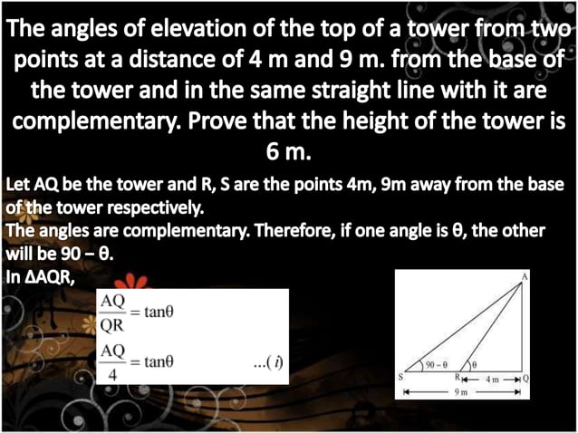 Maths Ppt On Some Applications Of Trignometry Ppt