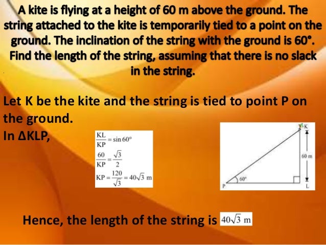 Maths Ppt On Some Applications Of Trignometry