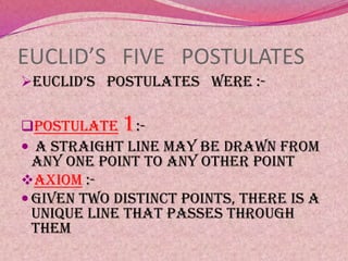 Mathematics Euclid's Geometry - My School PPT Project | PPTX