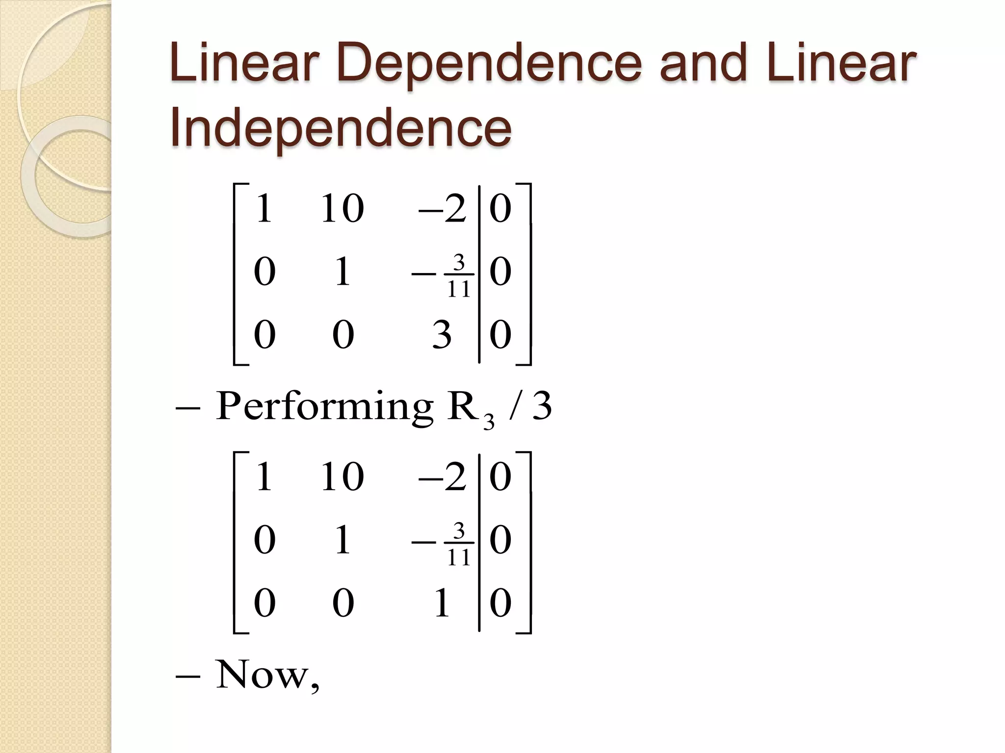 Linear Combination, Span And Linearly Independent, Dependent Set | PPT