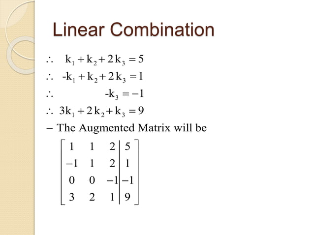 Linear Combination, Span And Linearly Independent, Dependent Set | PPT