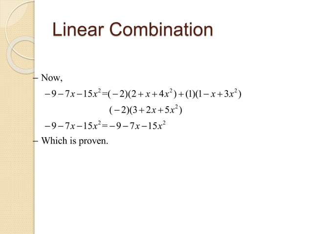 Linear Combination, Span And Linearly Independent, Dependent Set | PPTX