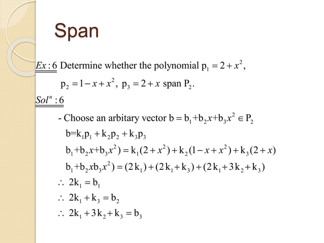 Linear Combination, Span And Linearly Independent, Dependent Set | PPT