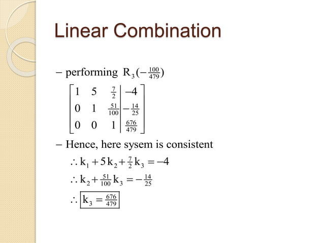 Linear Combination, Span And Linearly Independent, Dependent Set | PPTX