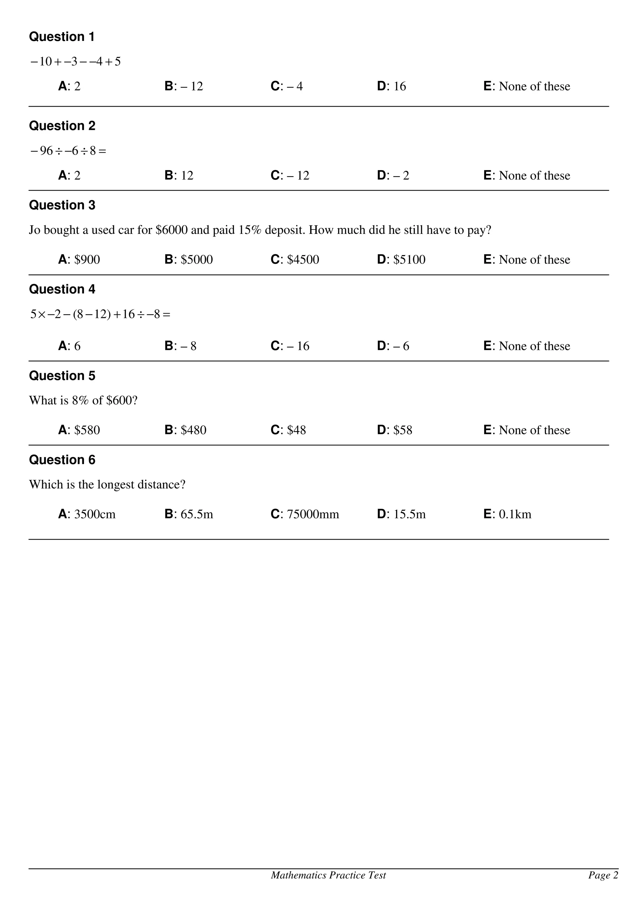 mathspractice.pdf | Standardized Testing | Educational Assessment