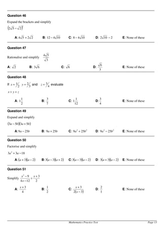 mathspractice.pdf | Standardized Testing | Educational Assessment