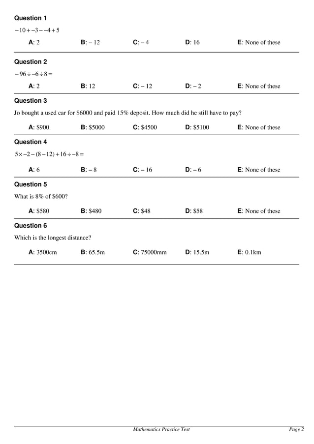 mathspractice.pdf | Standardized Testing | Educational Assessment