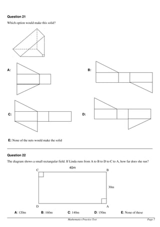 mathspractice.pdf | Standardized Testing | Educational Assessment