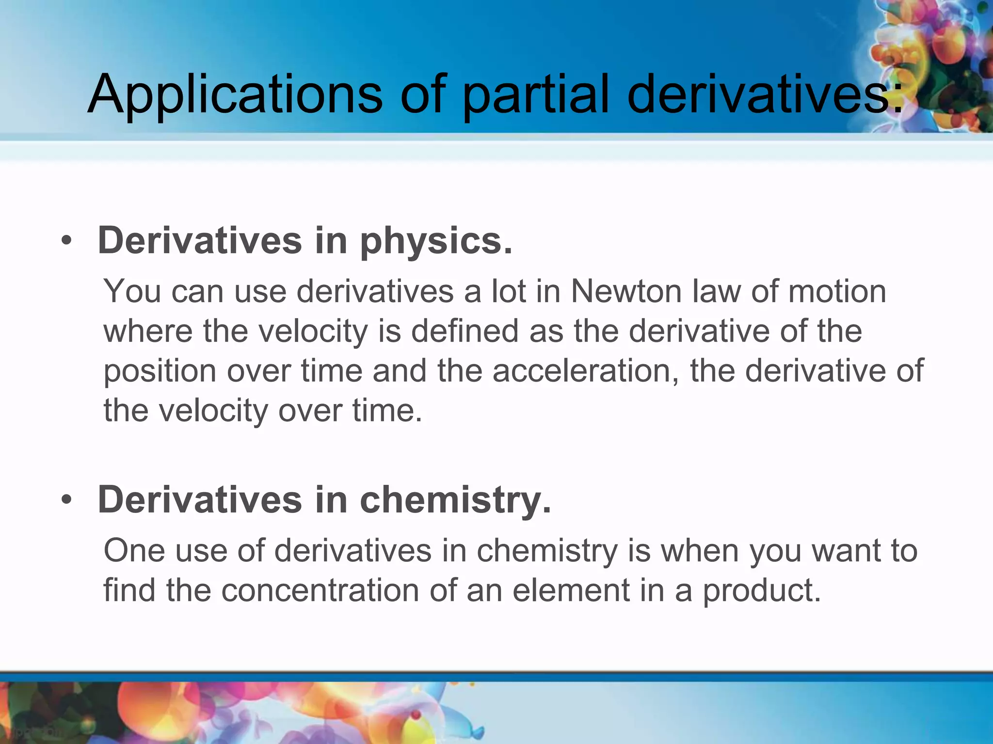 Derivatives and their Applications | PPTX