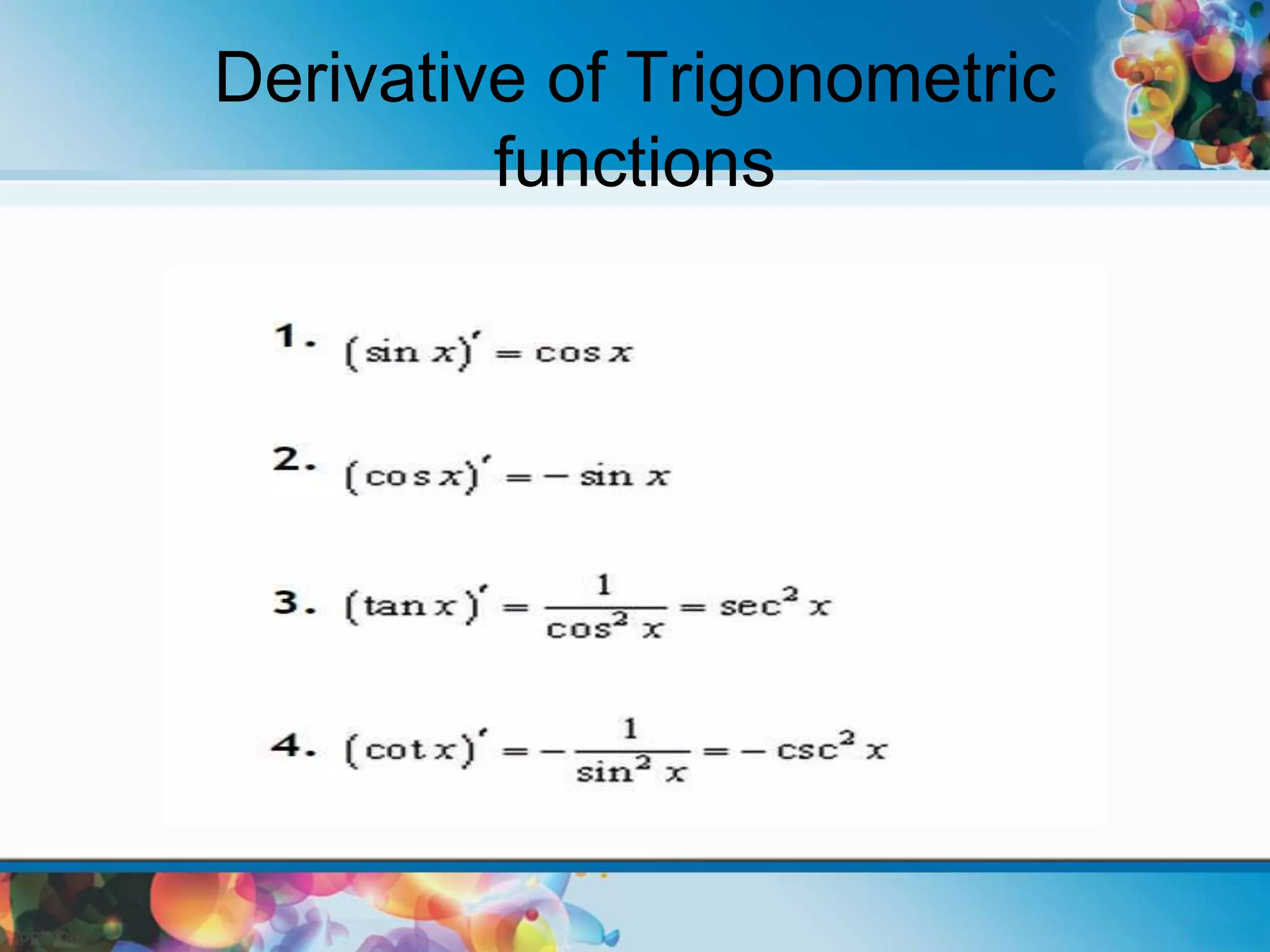 Derivatives and their Applications | PPTX