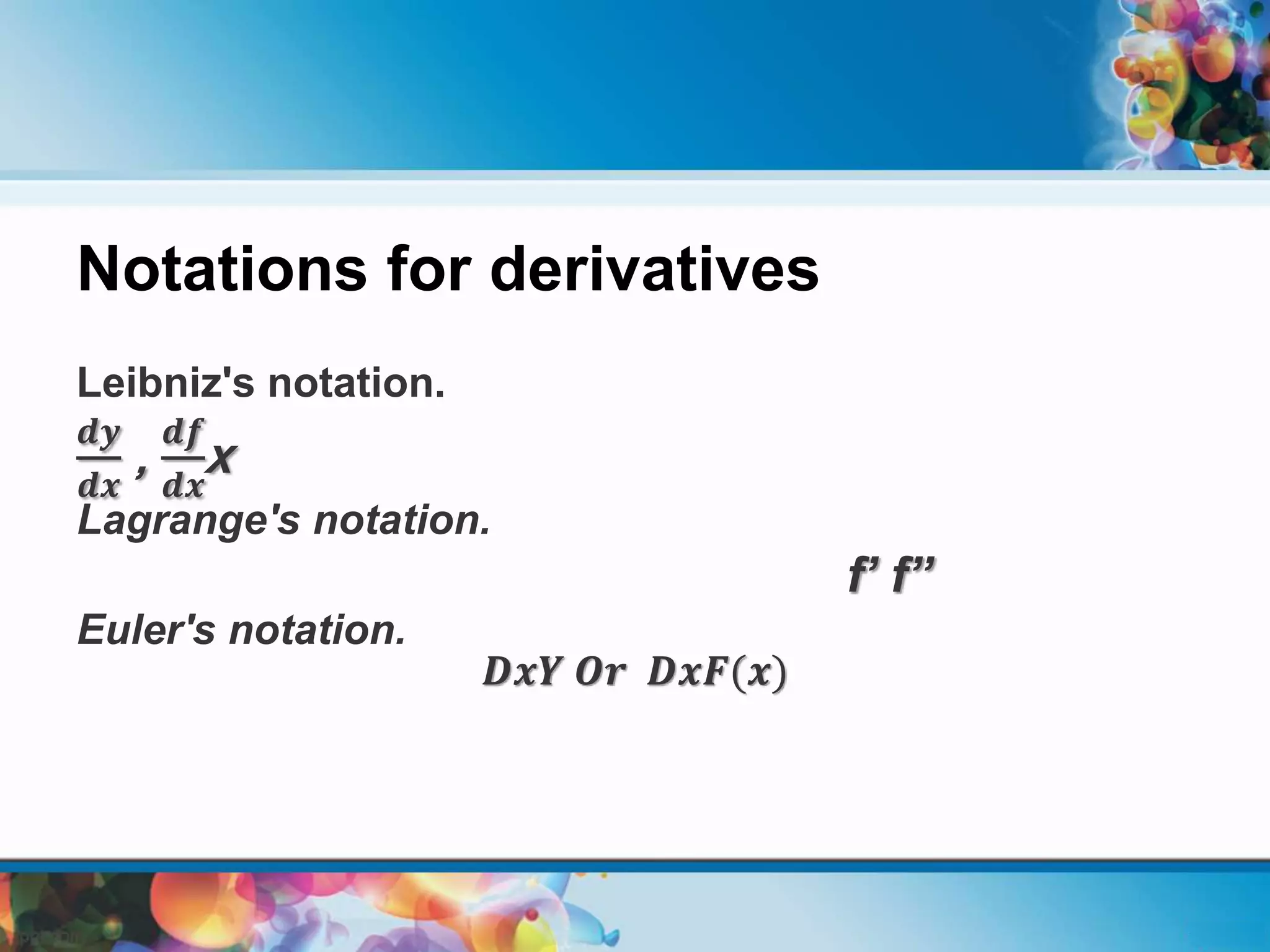 Derivatives and their Applications | PPTX