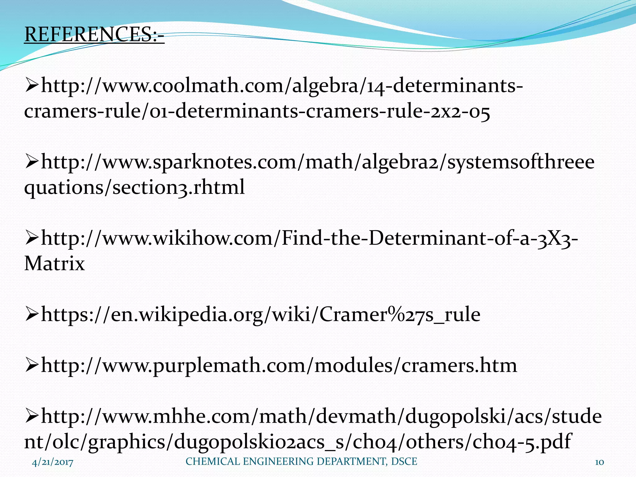 CRAMER’S RULE | PPTX