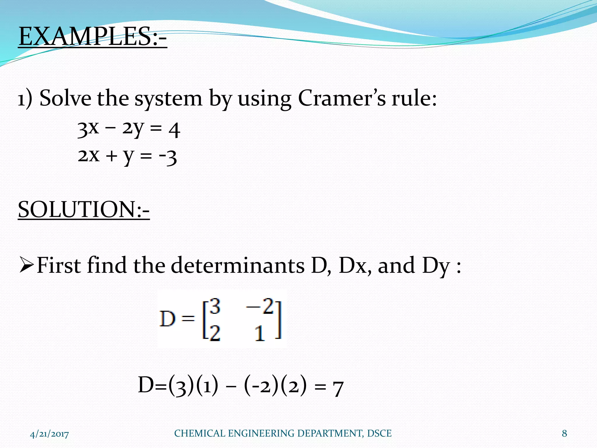 CRAMER’S RULE | PPTX | Chemistry | Science