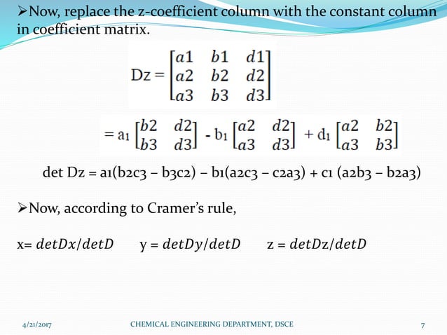 CRAMER’S RULE | PPTX | Chemistry | Science