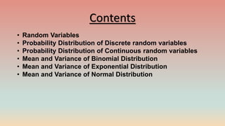 Probability Distribution - Binomial, Exponential and Normal | PPT