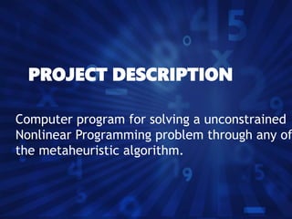 computer programing to solve unconstrained non linear program | PPTX