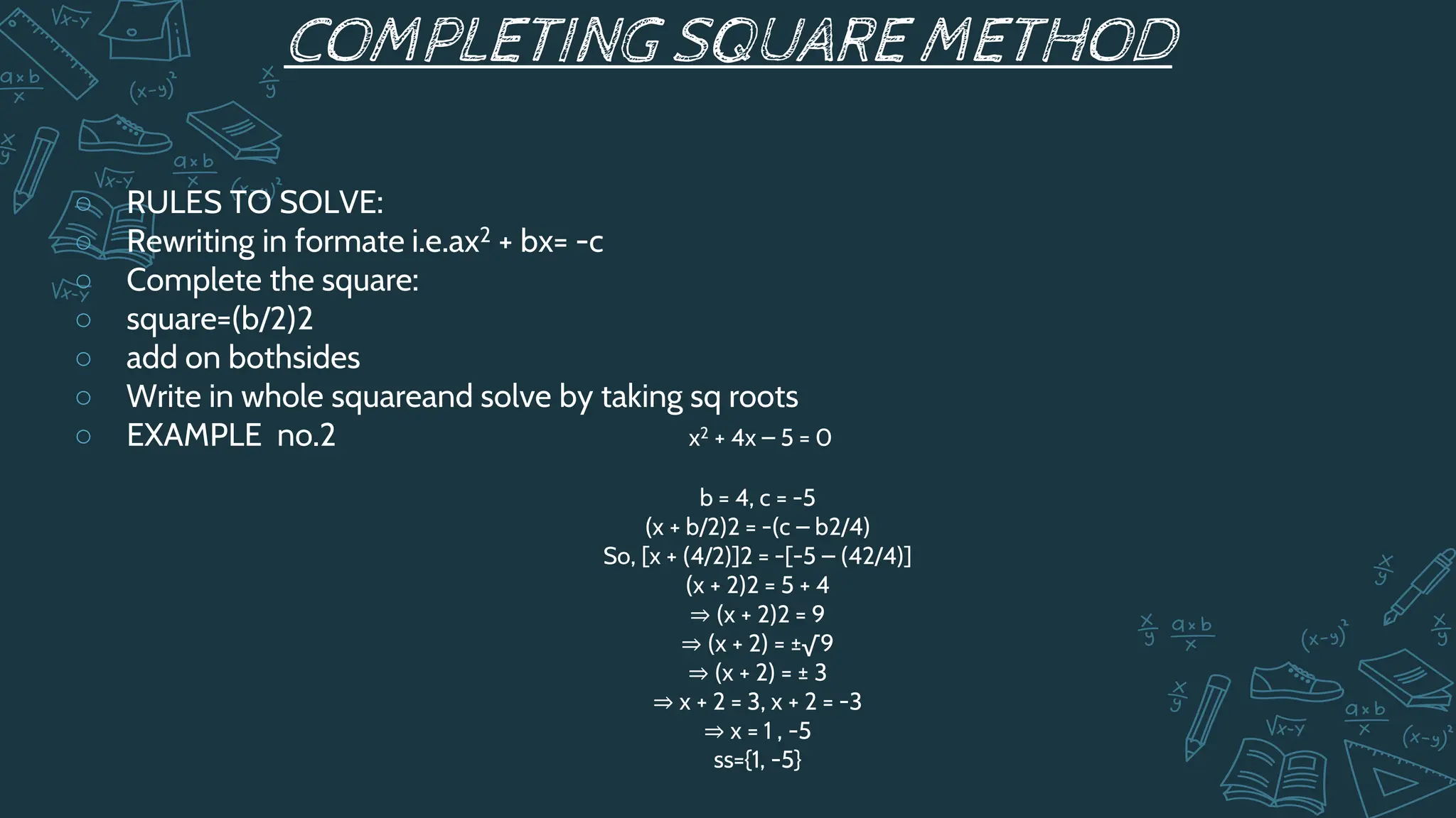 Solution of all math equations and square method | PPT