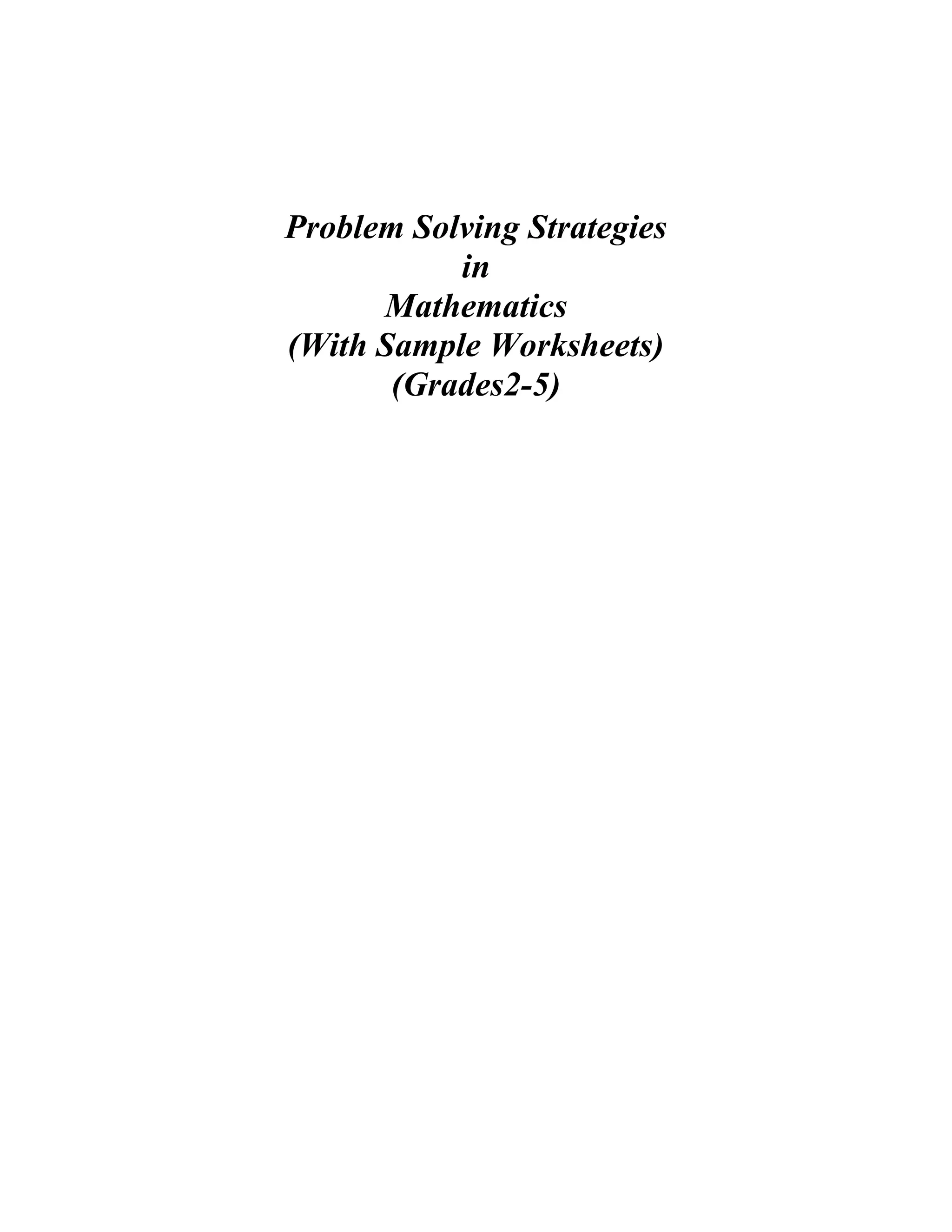 Maths Problem Solving Strategies | PDF Maths Problem Solving Strategies | PDF