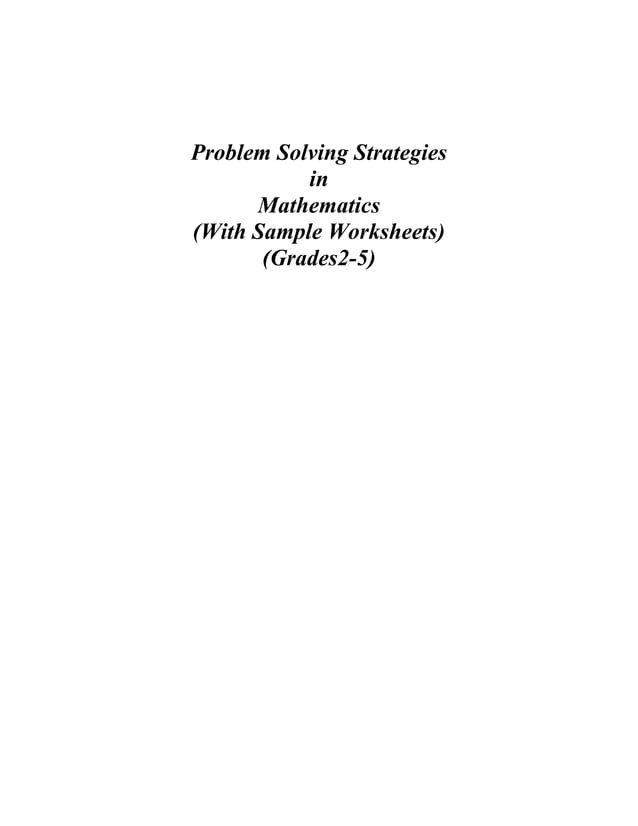 Maths Problem Solving Strategies | PDF