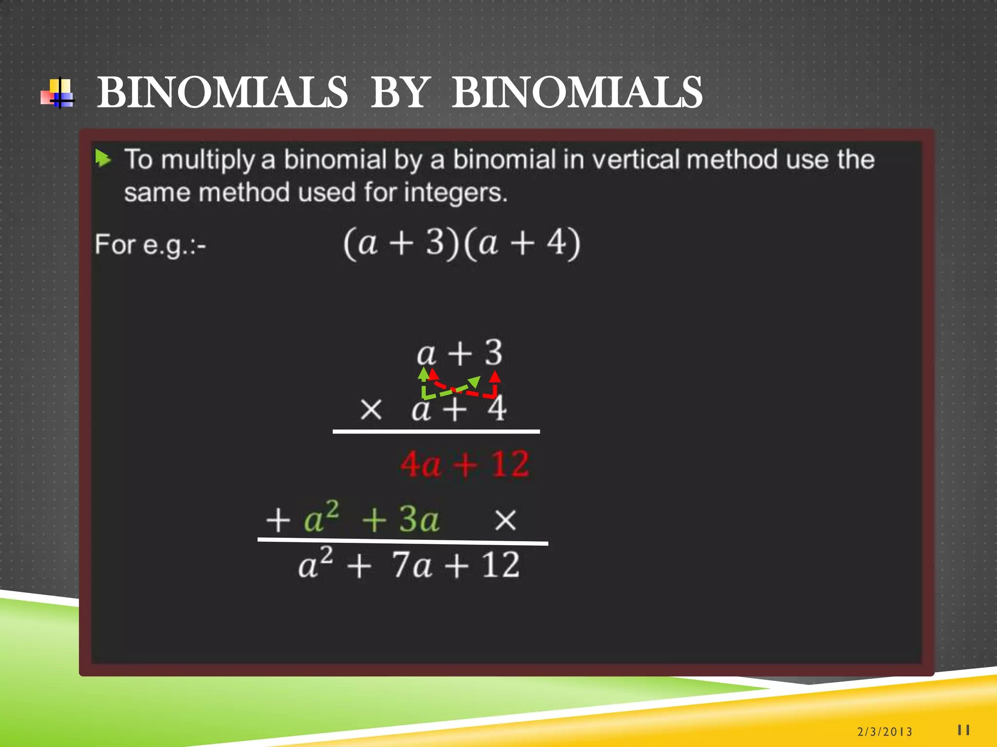 multiplication of algebraic expressions | PPTX