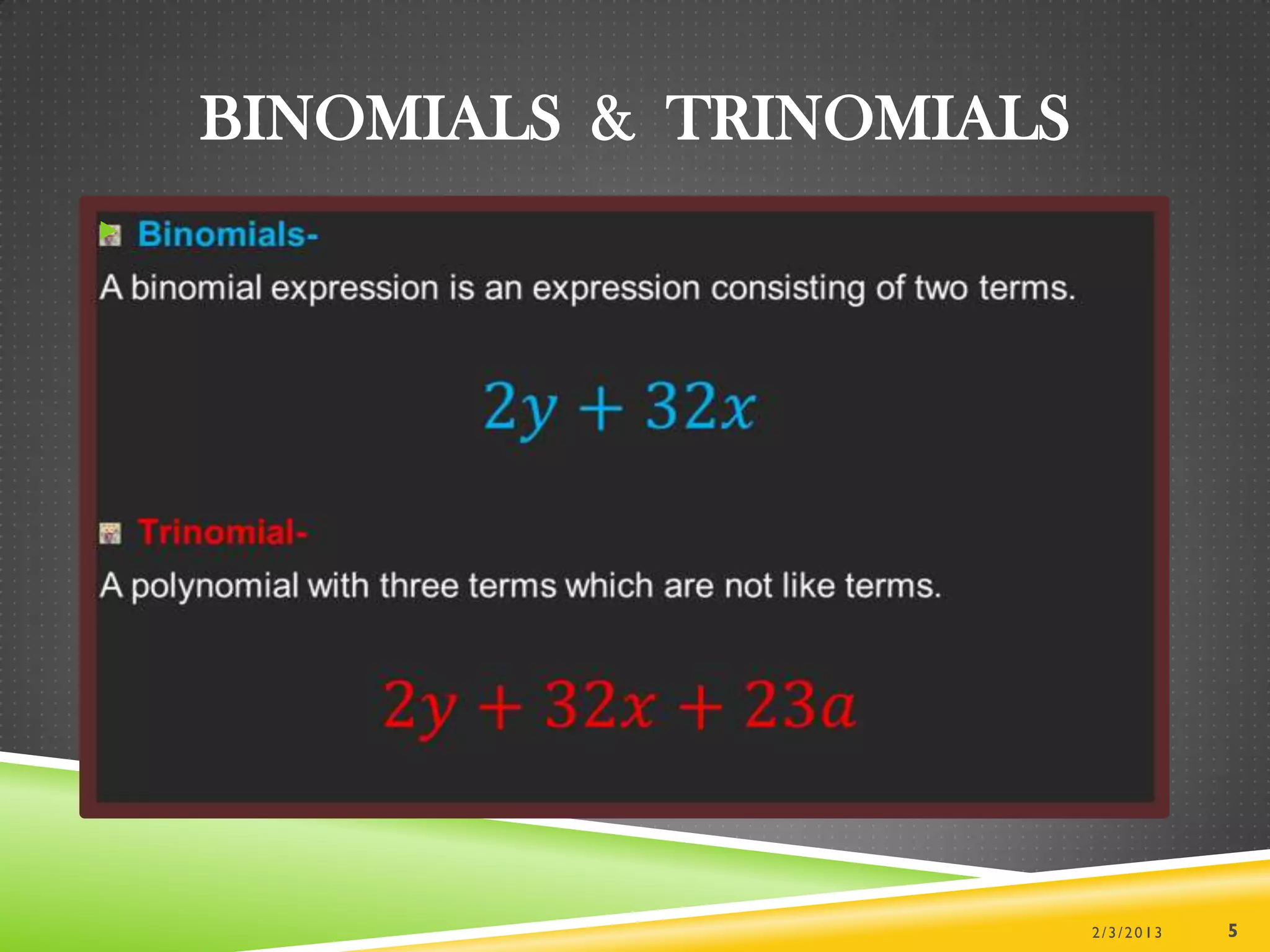 multiplication of algebraic expressions | PPTX