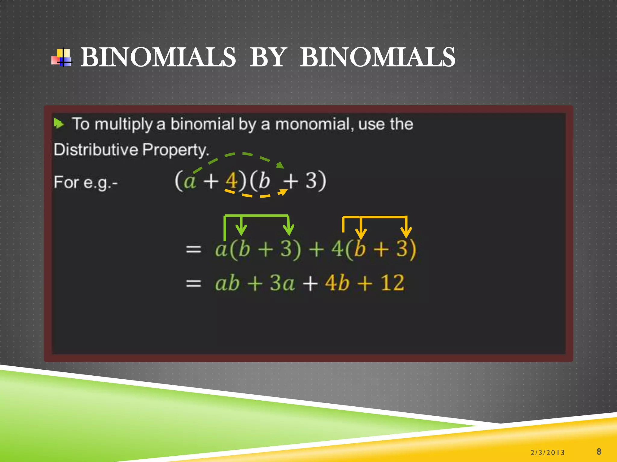 multiplication of algebraic expressions | PPTX
