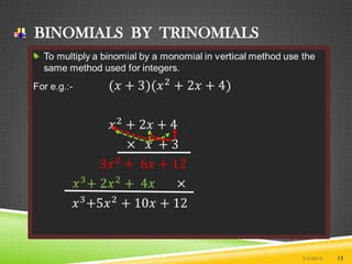 multiplication of algebraic expressions | PPTX