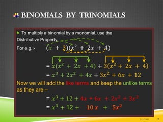 multiplication of algebraic expressions | PPTX