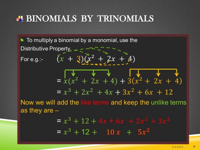 multiplication of algebraic expressions | PPTX