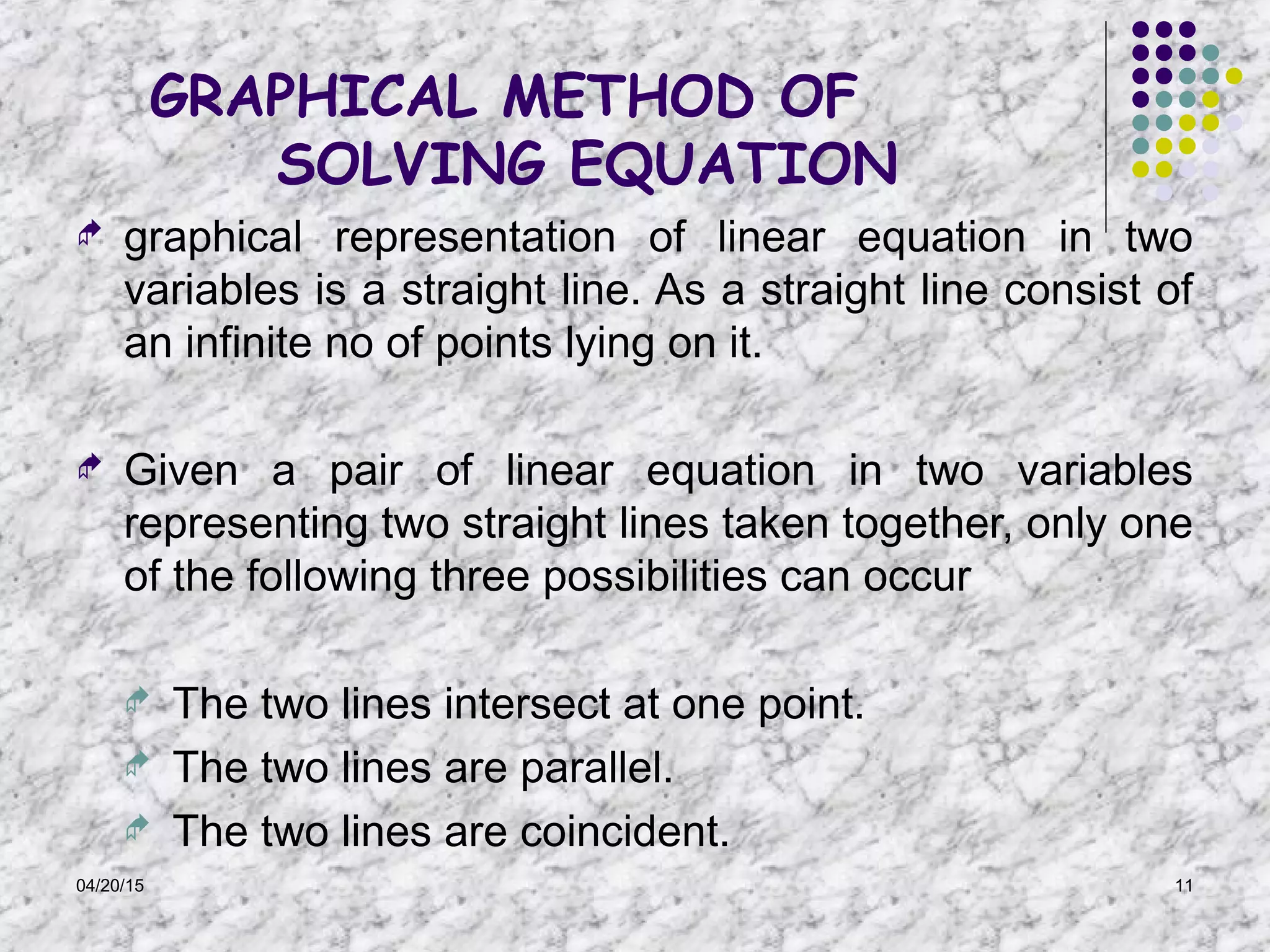 Pair Of Linear Equation In Two Variable Ppt Physics Science