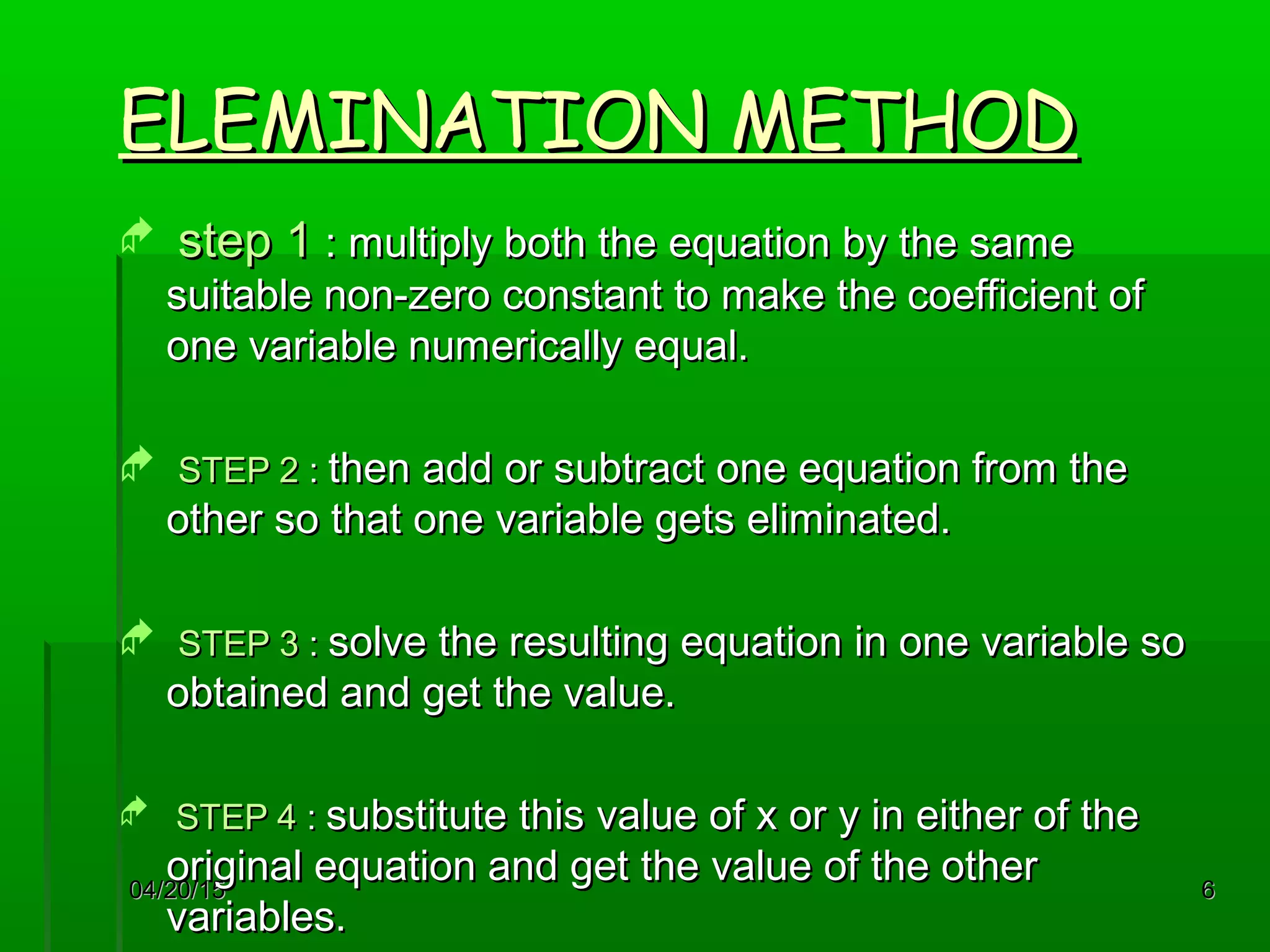 Pair Of Linear Equation In Two Variable Ppt Physics Science