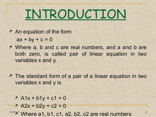 Pair Of Linear Equation In Two Variable