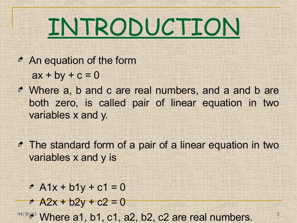PAIR OF LINEAR EQUATION IN TWO VARIABLE