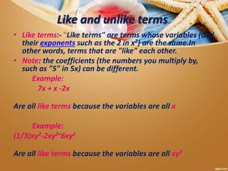 algebraic expression | PPTX