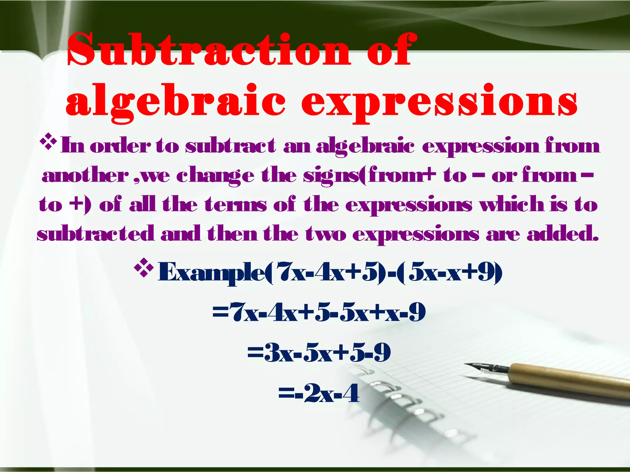 Maths ppt on algebraic expressions and identites | PPT