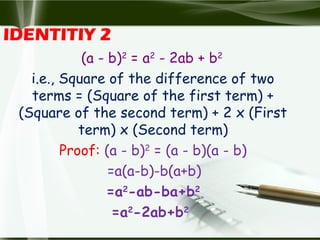 Maths ppt on algebraic expressions and identites | PPT