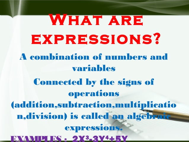 Maths ppt on algebraic expressions and identites | PPT