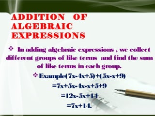 Maths ppt on algebraic expressions and identites | PPT