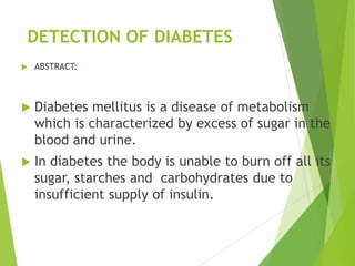 Linear algebra in diabetes detection | PPT