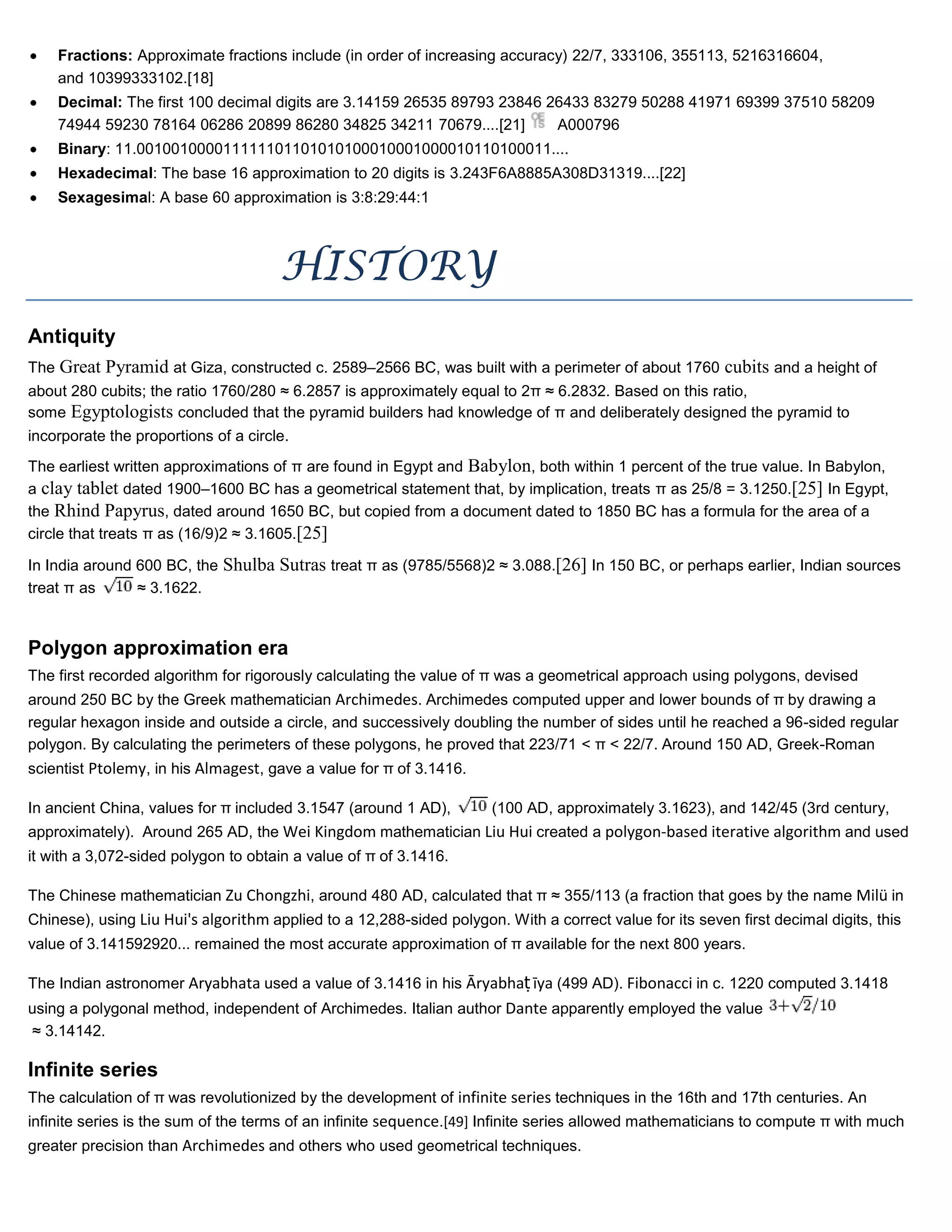History of pi | DOCX