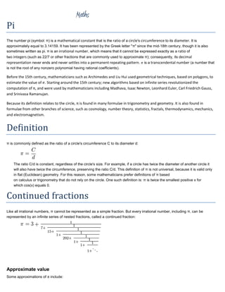 History of pi | DOCX