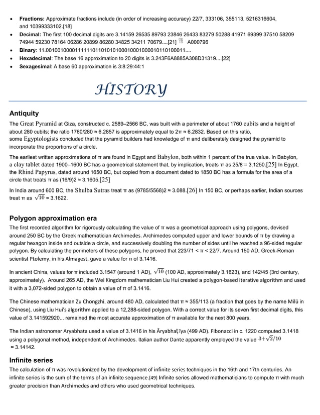 History of pi | DOCX
