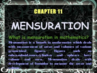 Maths project on mensuration class 8 by indira singh | ODP