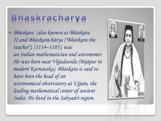 Bhaskara Mathematician Biography In English